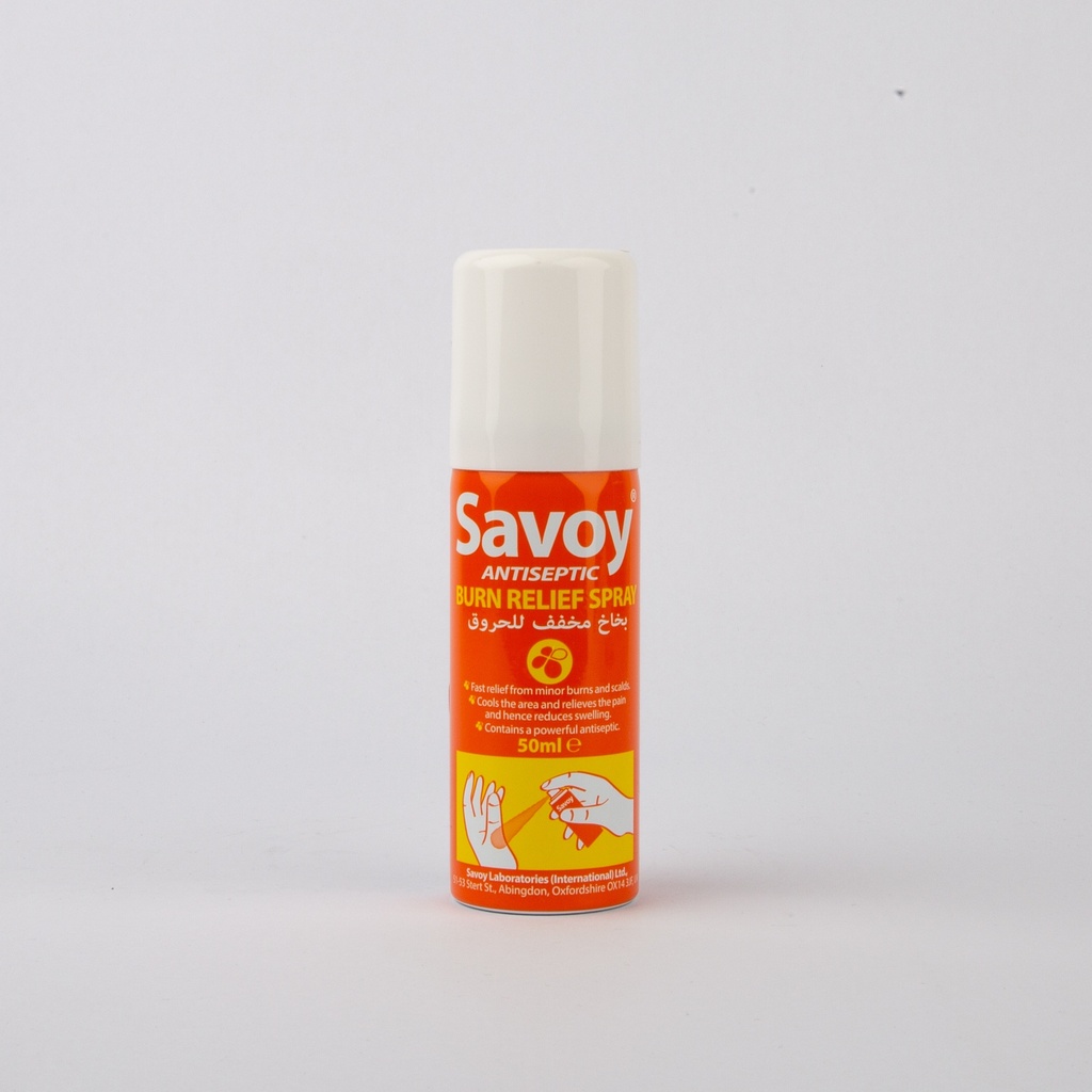 SAVOY ANTISEPTIC.BURN RELIEF SPRAY 50ML- | Pharmacy and More